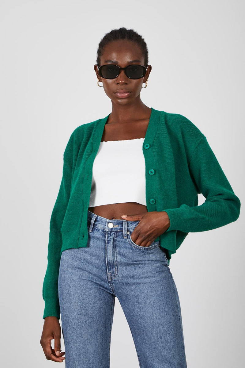 Emerald green smart cardigan | Glassworks London