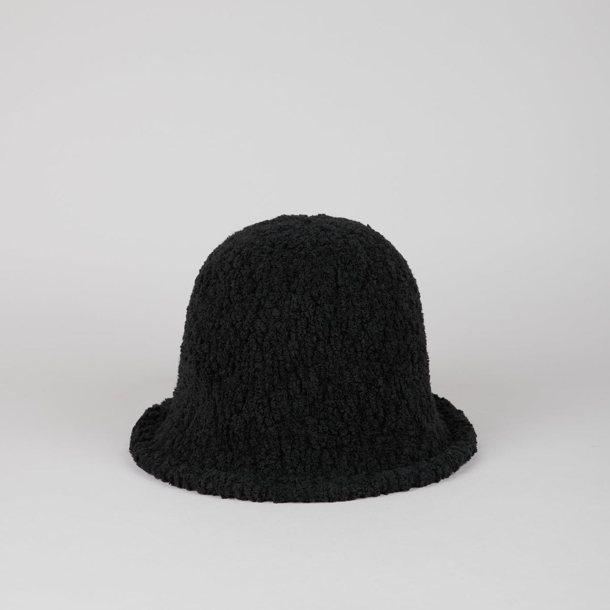 Black boucle bell shaped bucket hat | Glassworks London