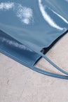 Blue grey high shine PVC tote bag | Glassworks London