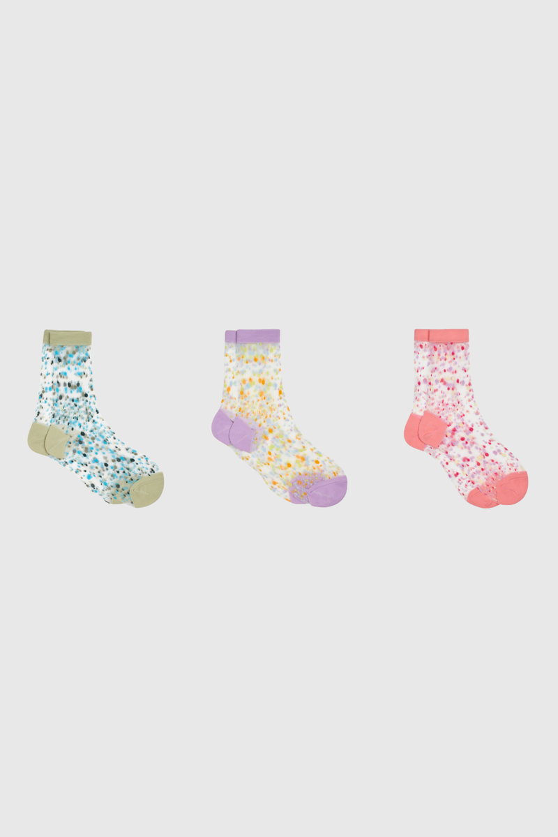 Sheer multicolour dot socks - Set of 3 – Glassworks London