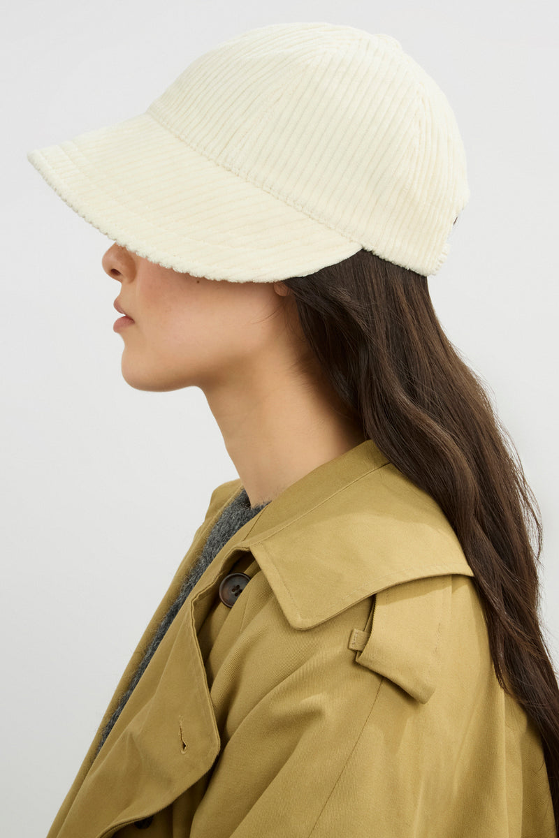 Ivory wide wale corduroy cap | Glassworks London