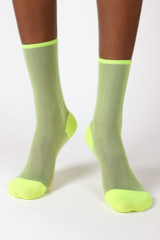 Neon yellow sheer socks | Glassworks London