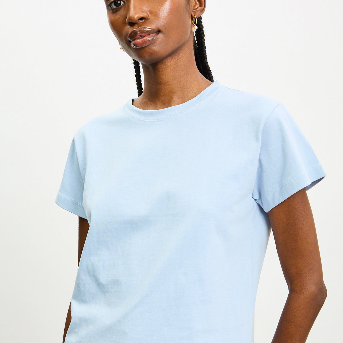 Powder blue crew neck t-shirt | Glassworks London
