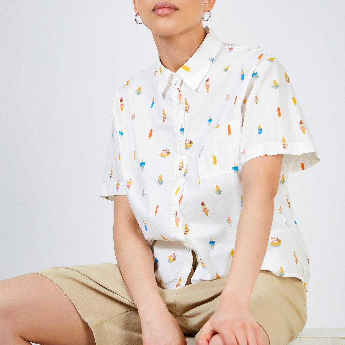 White ice cream print shirt | Glassworks London