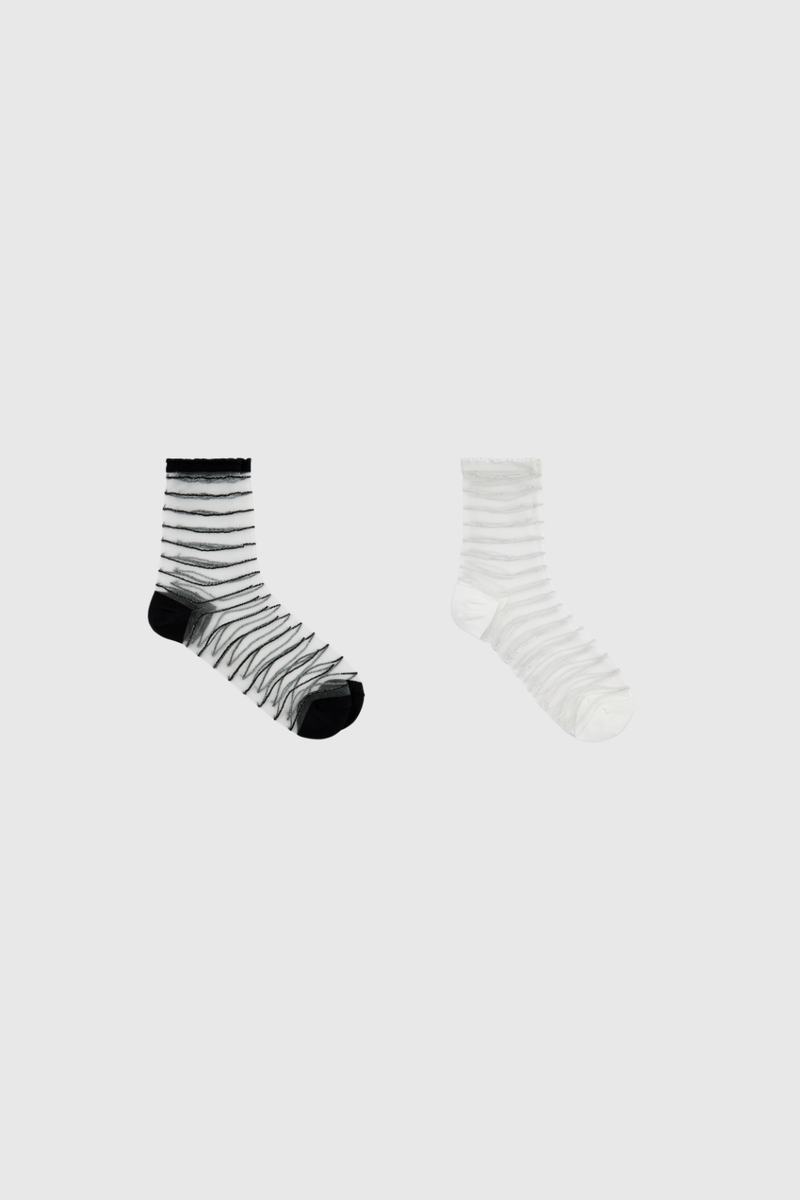 Sheer horizontal stripe socks - Set of 2 – Glassworks London