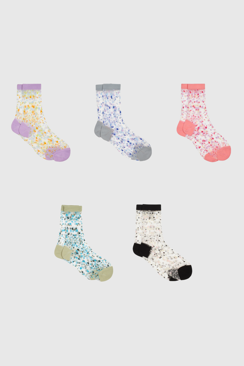 Sheer multicolour dot socks - Set of 5 – Glassworks London
