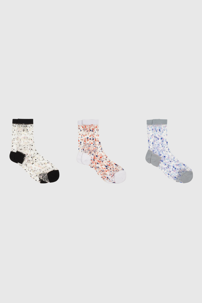 Sheer multicolour dot socks - Set of 3 – Glassworks London